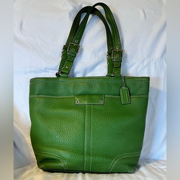 Coach | Bags | Coach Hamilton Green Pebble Leather Tote | Poshmark